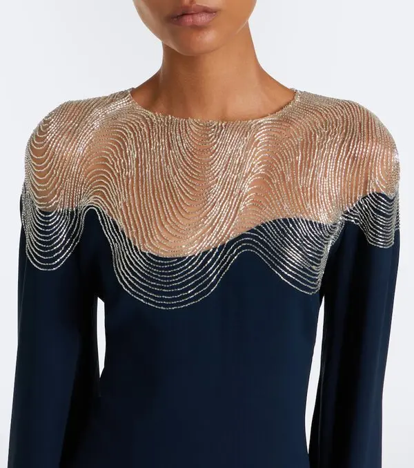 Oscar De La Renta Embellished Silk-blend Georgette Gown