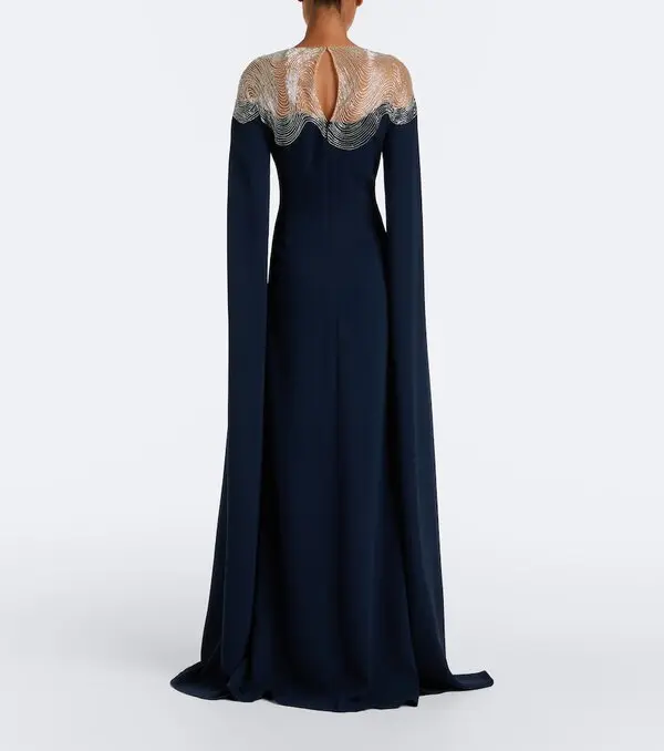 Oscar De La Renta Embellished Silk-blend Georgette Gown