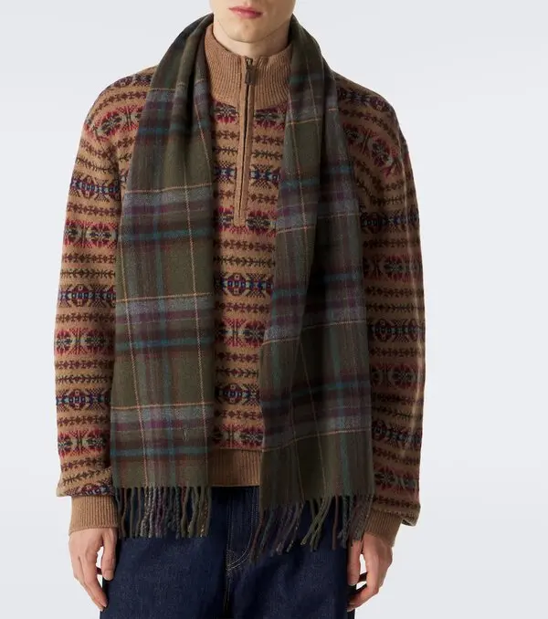 Polo Ralph Lauren Checked Fringed Wool Scarf