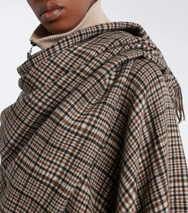 Brunello Cucinelli Checked Cashmere Poncho
