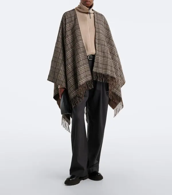 Brunello Cucinelli Checked Cashmere Poncho