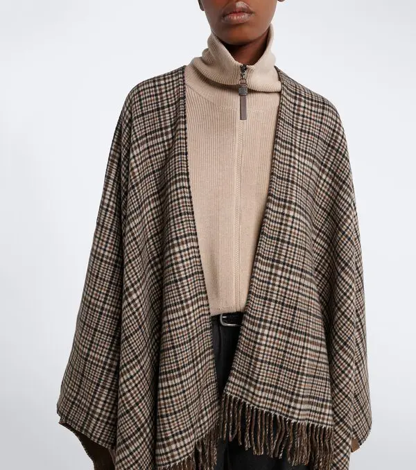 Brunello Cucinelli Checked Cashmere Poncho