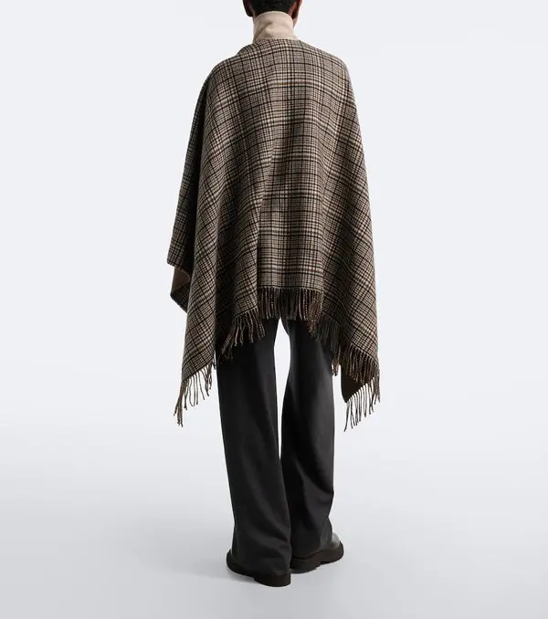 Brunello Cucinelli Checked Cashmere Poncho
