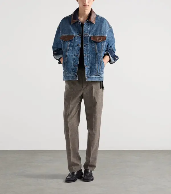 Prada Leather-collar Denim Jacket