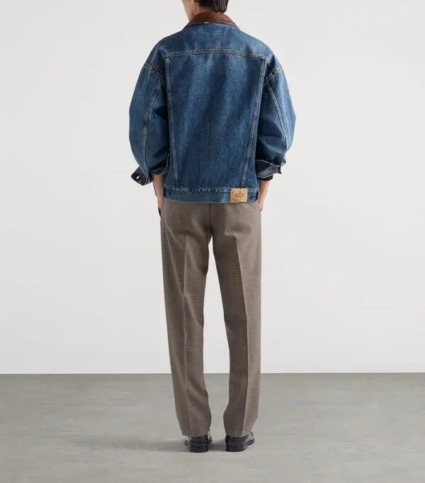 Prada Leather-collar Denim Jacket