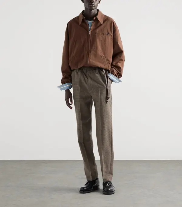 Prada Wool Houndstooth Slim-fit Trousers