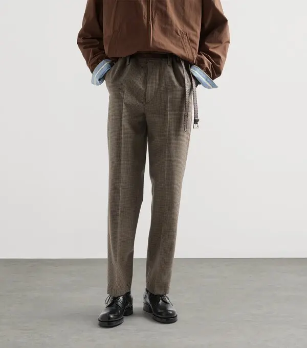 Prada Wool Houndstooth Slim-fit Trousers