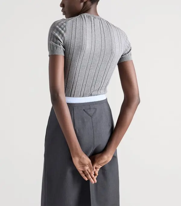 Prada Cotton Ribbed Short-sleeve T-shirt