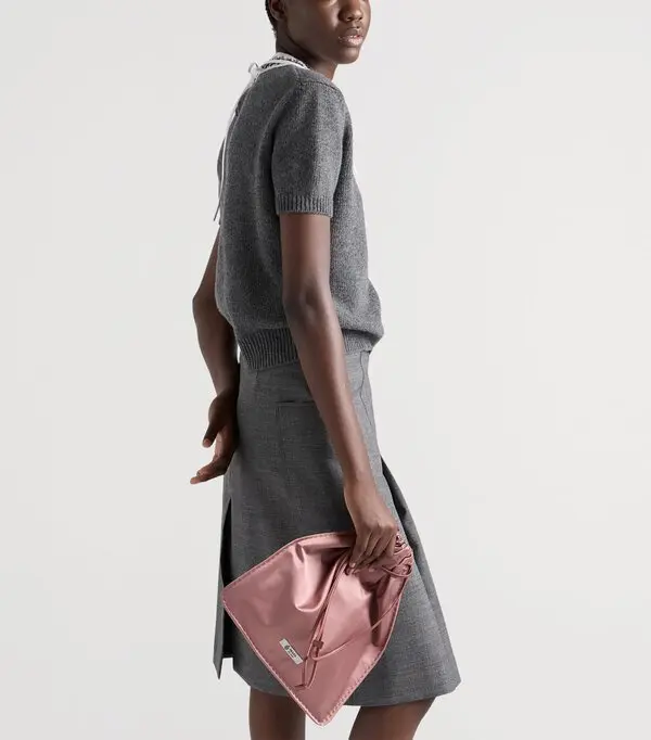 Prada Wool Rush Pleated Midi Skirt