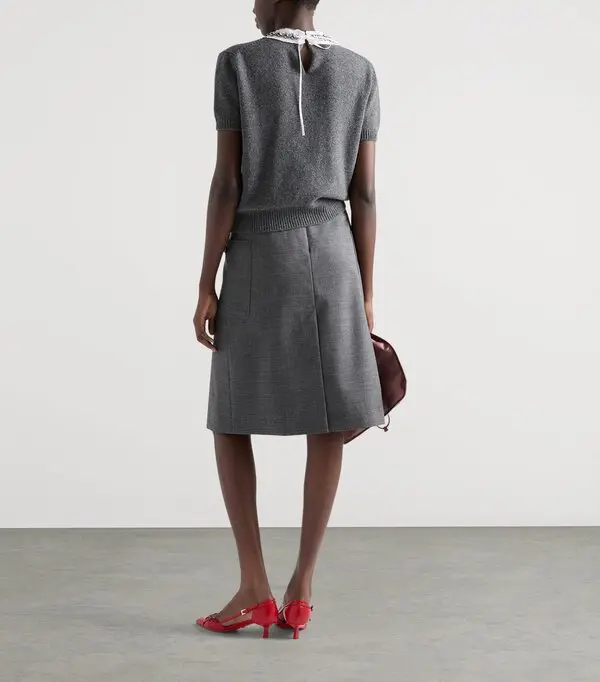 Prada Wool Rush Pleated Midi Skirt