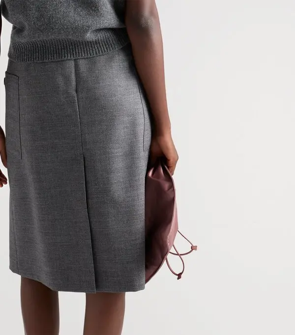 Prada Wool Rush Pleated Midi Skirt