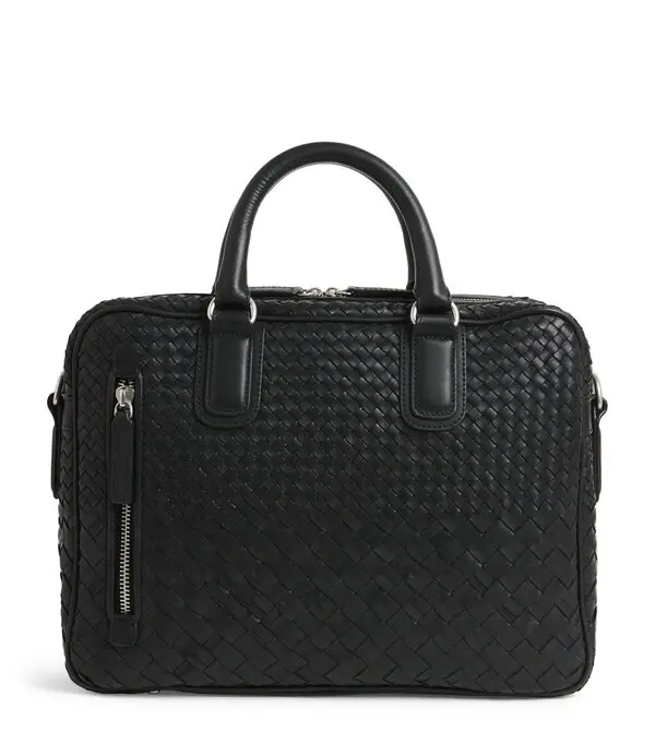 Officine Creative Leather Woven Armor Briefcase