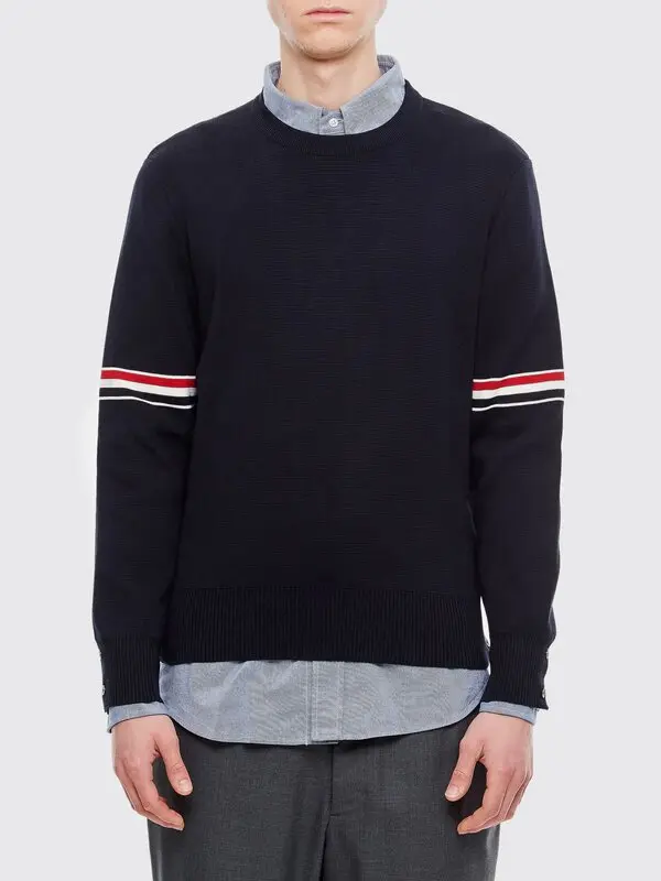 Thom Browne Cotton Crewneck Sweater With Signature 4-bar Stripe