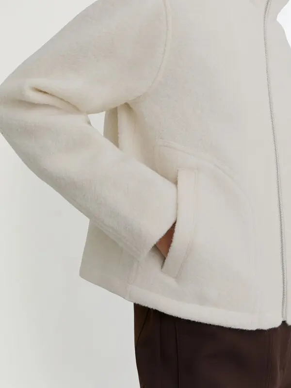 REISS Wool Felted Funnel-neck Jacket