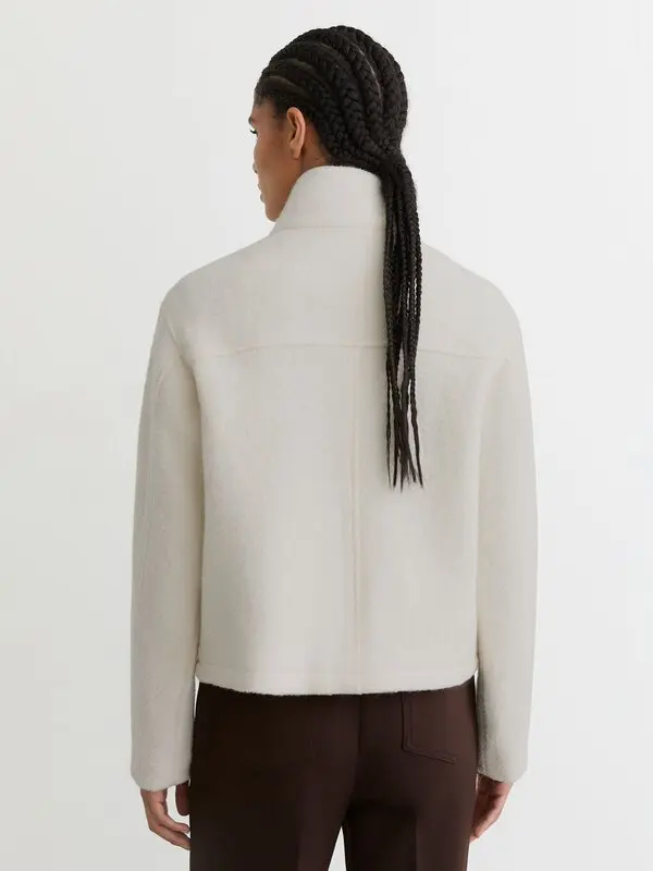 REISS Wool Felted Funnel-neck Jacket