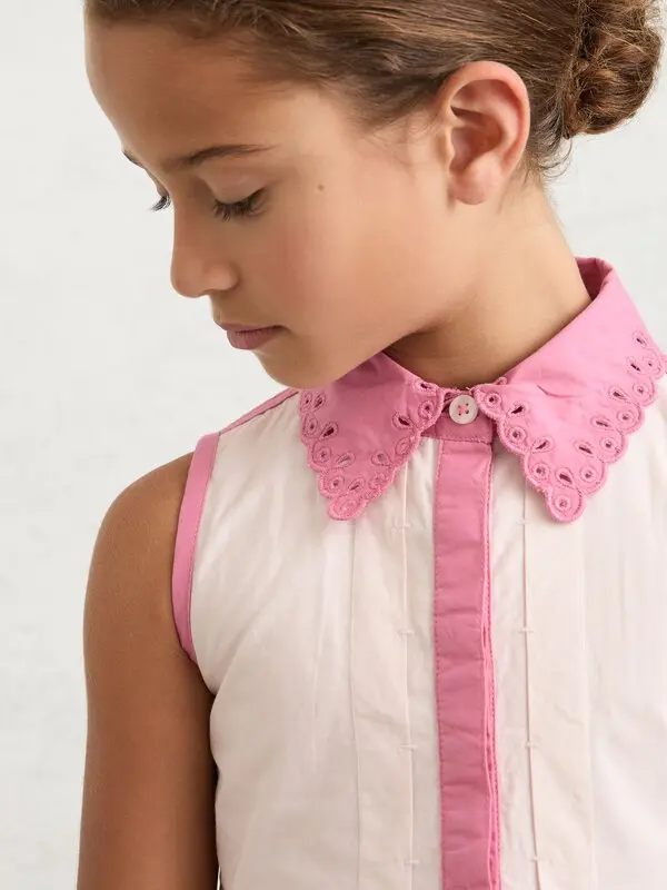 REISS 9-13 Yrs Cotton Contrast-trim Collared Dress