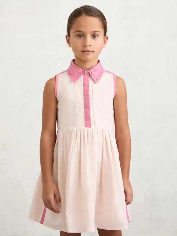 REISS 9-13 Yrs Cotton Contrast-trim Collared Dress