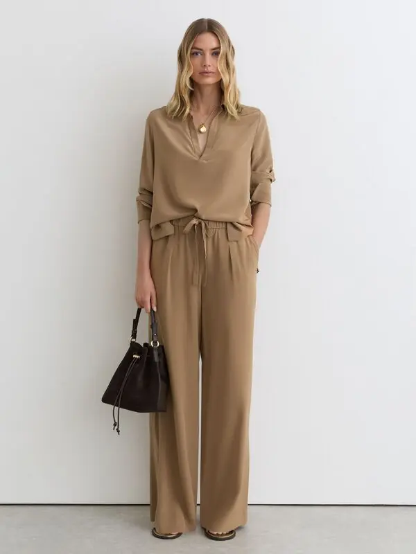 REISS Matte-silk Wide-leg Trousers