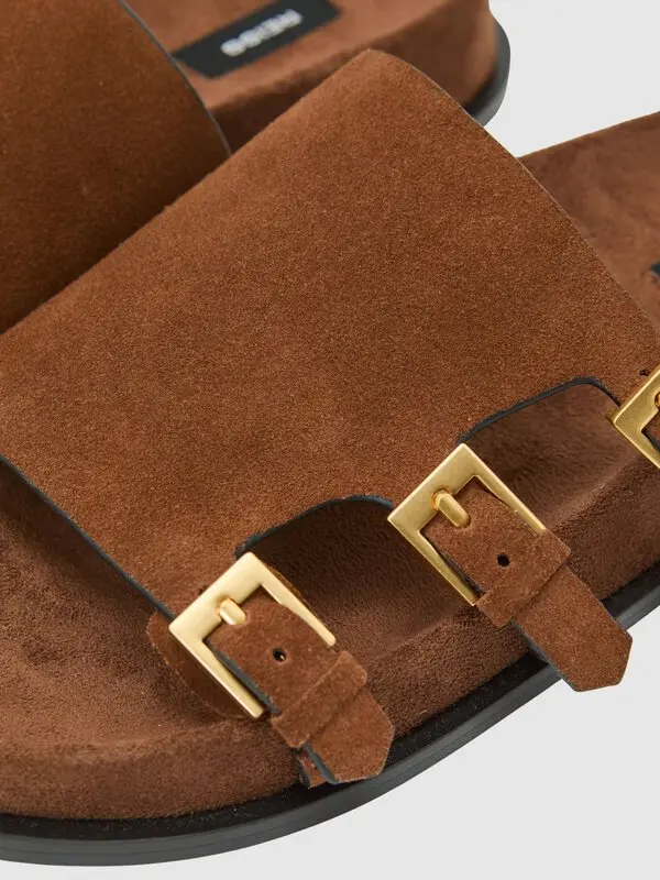 REISS Suede Buckle-strap Slip-on Sandals