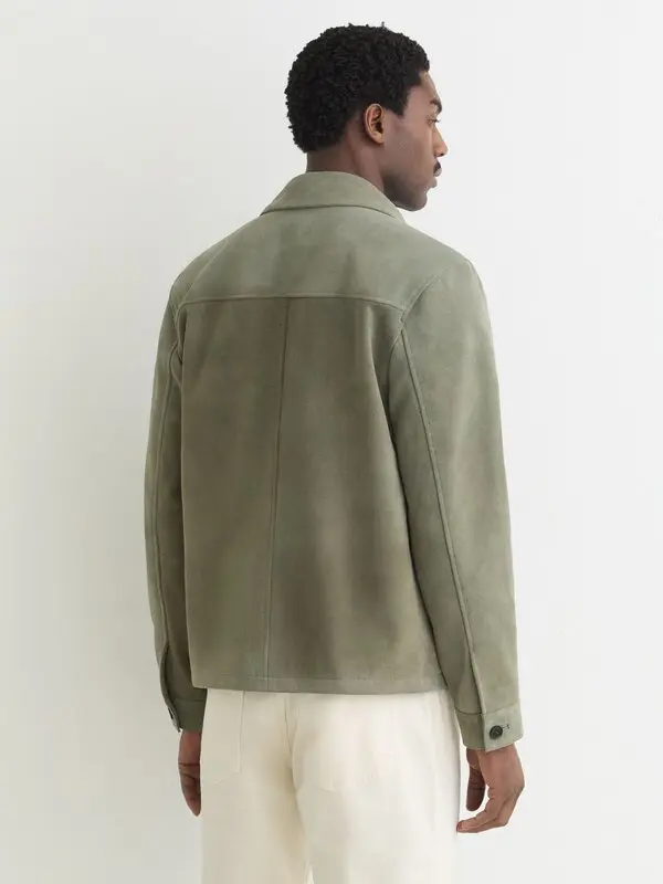REISS Suede Zip-through Jacket With Four Pockets