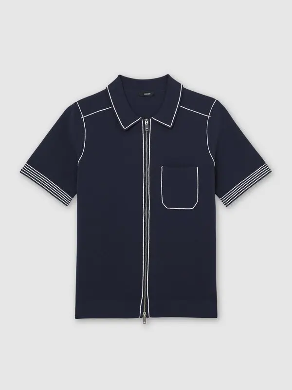 REISS Stitch-detail Zip-through Knit Shirt