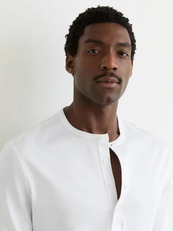 REISS Airwater-cotton Jersey Henley T-shirt