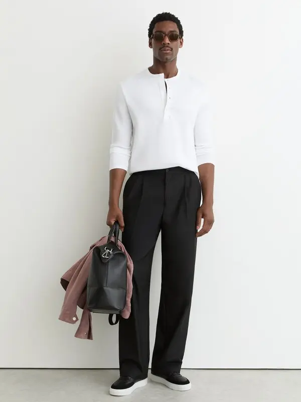 REISS Airwater-cotton Jersey Henley T-shirt