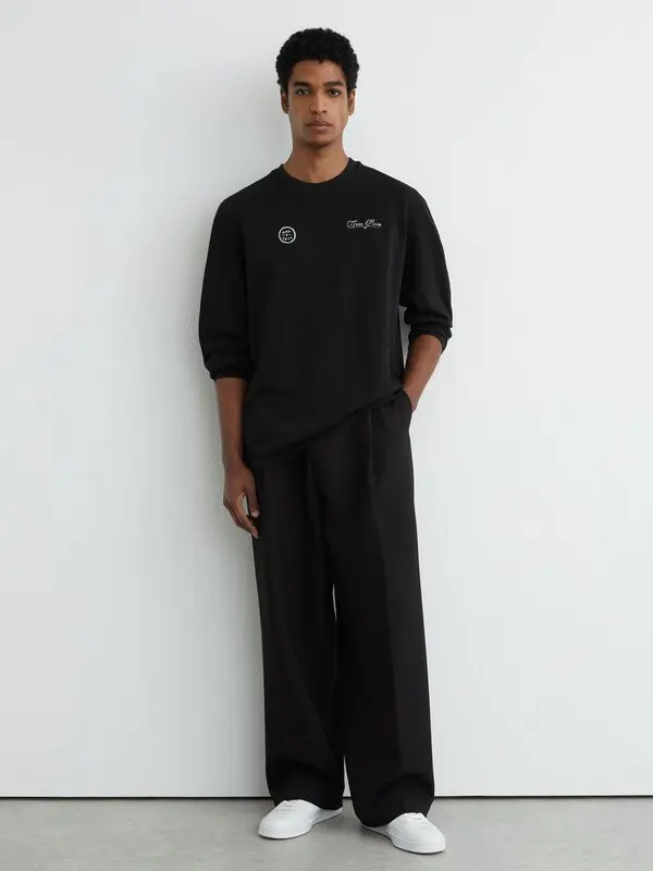REISS Cotton Motif Long-sleeve Relaxed T-shirt
