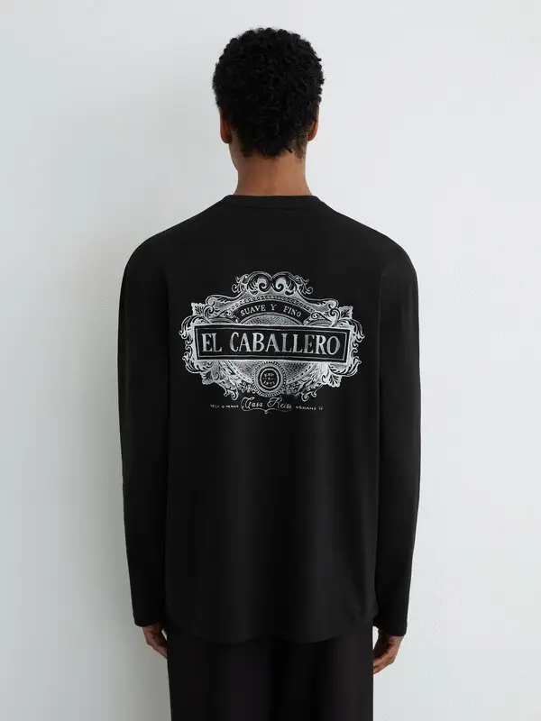REISS Cotton Motif Long-sleeve Relaxed T-shirt