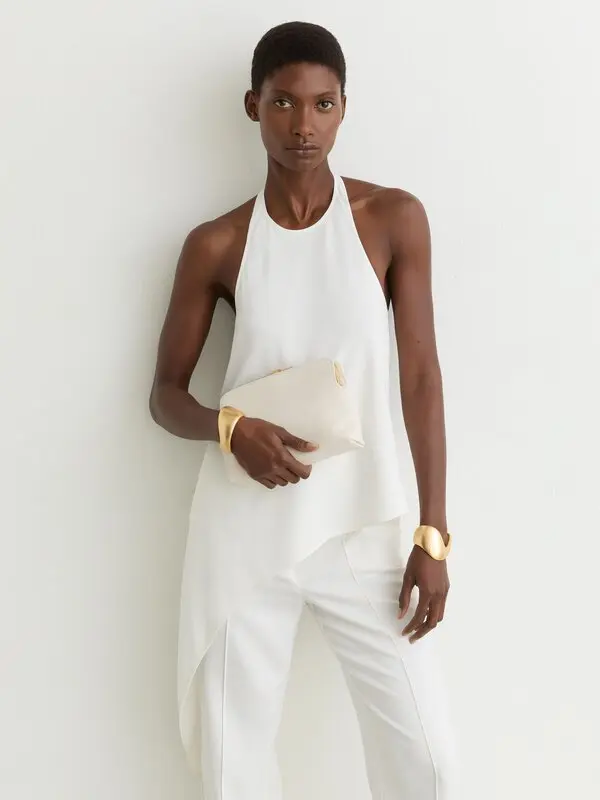 REISS Asymmetric Draped Halterneck Top