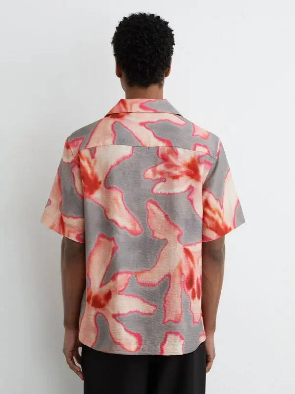 REISS Graphic Floral-print Short-sleeve Shirt