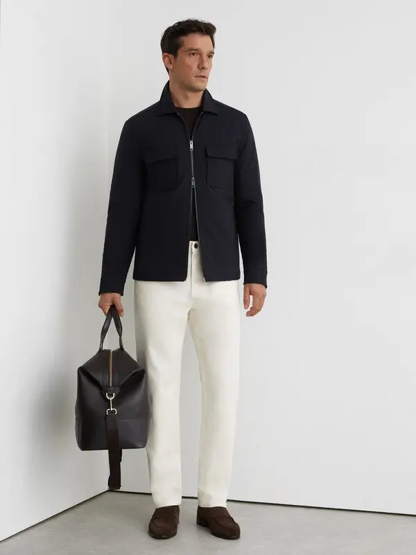 REISS Technical Quilted Zip-front Overshirt