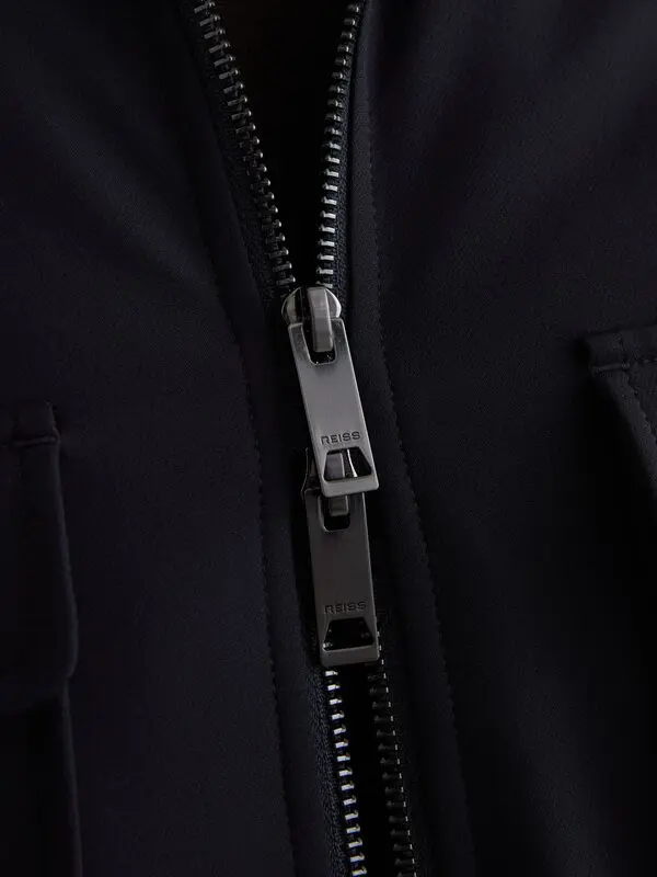REISS Technical Quilted Zip-front Overshirt