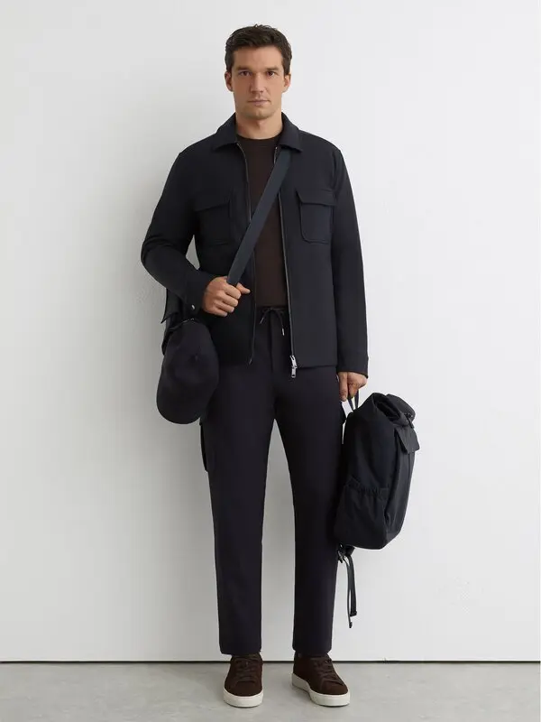 REISS Technical Quilted Zip-front Overshirt