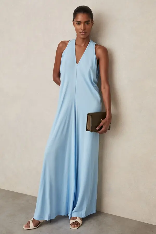 REISS Jersey Maxi Dress - Blue