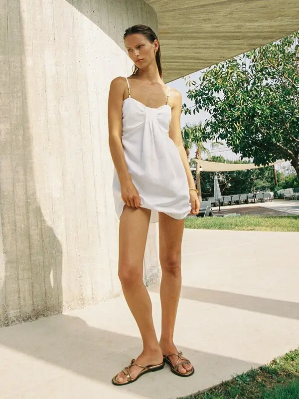 REISS Car Lyocell-linen Beach Mini Dress - Cream