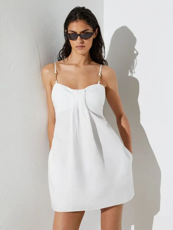 REISS Car Lyocell-linen Beach Mini Dress - Cream