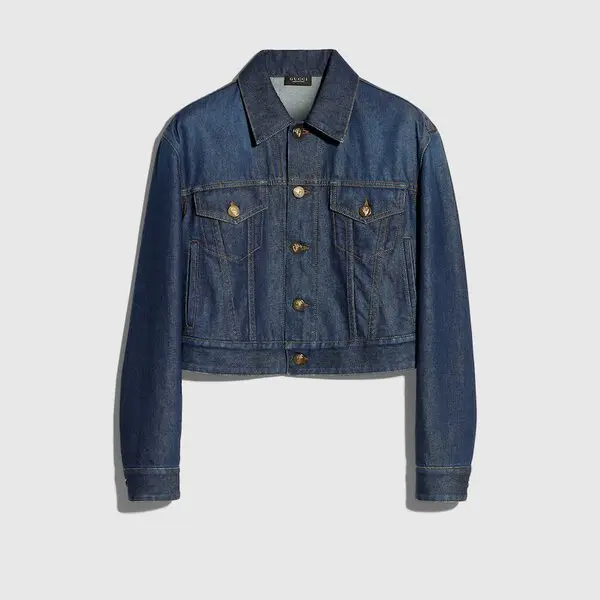 Gucci Stretch Silk Polo Shirt With Crest Embroidery - Blue