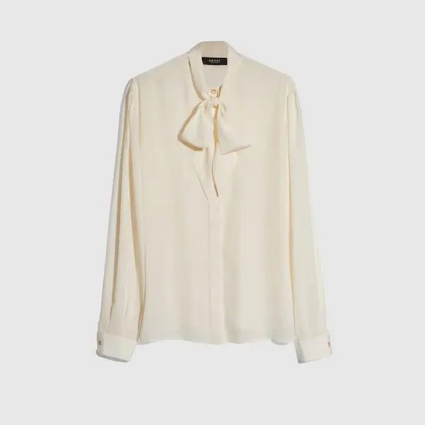 Gucci Fine Stretch Knit Sik Poo Shirt, Size - White