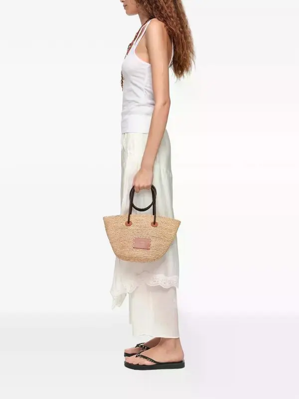 Bimba Y Lola Medium Natural-raffia Basket Bag
