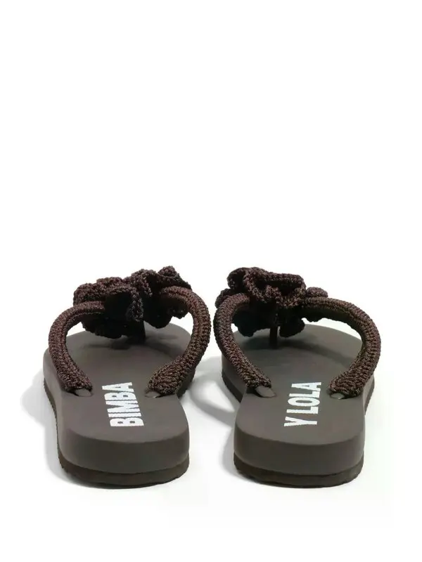 Bimba Y Lola Chocolate Crochet-flower Flip-flops