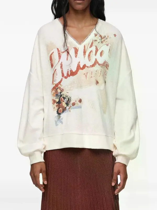 Bimba Y Lola Toweling V-neck Sweatshirt