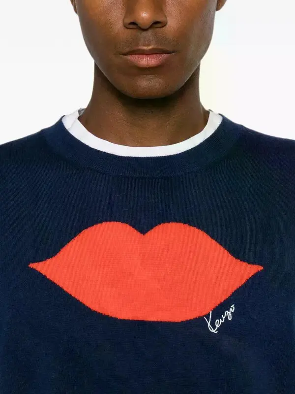 Kenzo Lips-intarsia Short-sleeve Sweater