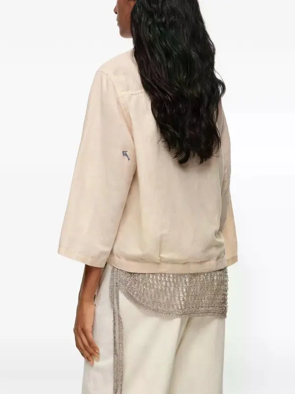 Bimba Y Lola Sand Mini Embroidered Kimono Jacket