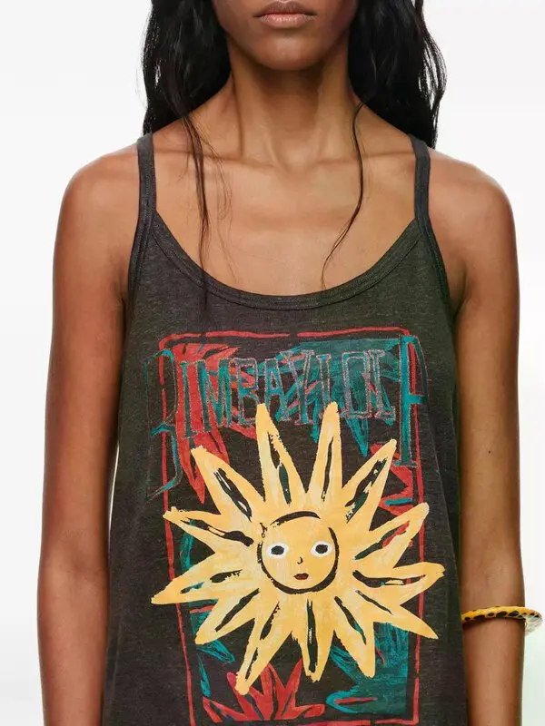Bimba Y Lola Positional Sun Anthracite Linen Top