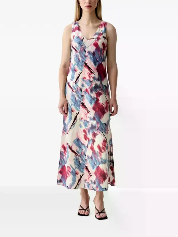Dkny Abstract-print Sleeveless Maxi Dress
