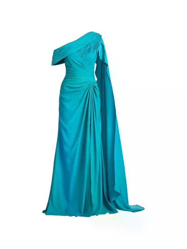 Tadashi Shoji Draped One-shoulder Maxi Dress - Blue