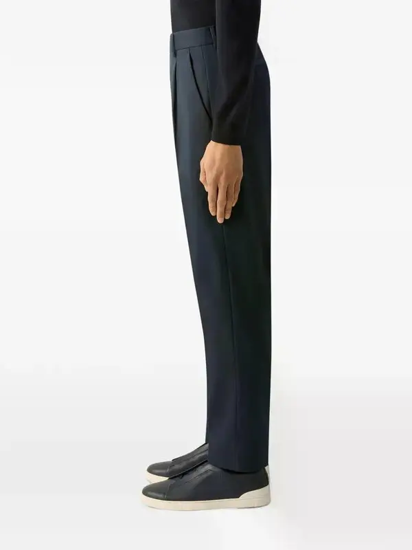 Zegna Navy Cotton And Wool Pants