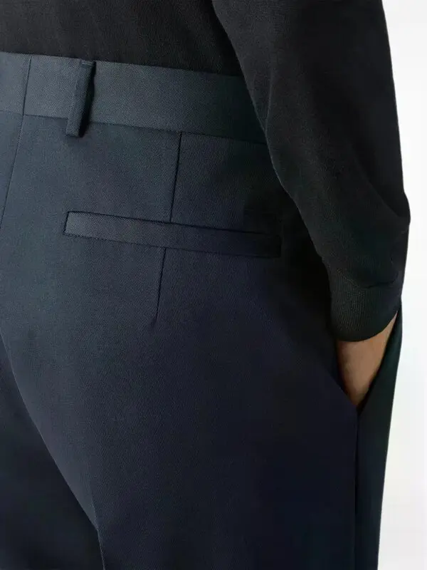 Zegna Navy Cotton And Wool Pants