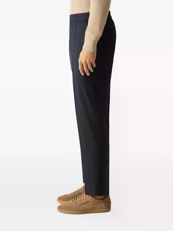 Zegna Navy Wool, Silk And Cashmere Pants